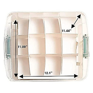 HOMZ 31 Quart Medium Clear Plastic Holiday Storage Container Bin with Latching Handles and Removable Ornament Dividers, (4 Pack)