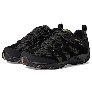 Merrell Men's ALVERSTONE WP Hiking Shoe, Black/Olive, 10.5