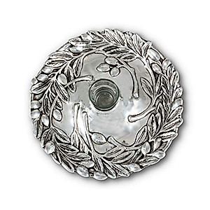 Arthur Court Aluminum Metal Olive Pattern Tidbit Cheese Hors d'oeuvres Tray with Glass for Toothpick - Outdoor Entertaining Platter Plate Aram 10.5 inch Diameter x 2 inch Tall