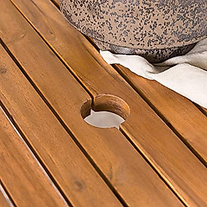 Walker Edison Dominica Contemporary Slatted Outdoor Dining Table, 34 Inch, Brown