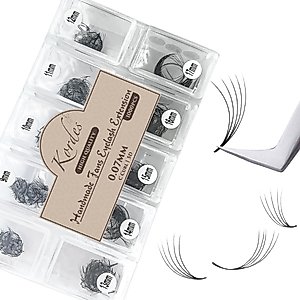 1000pcs Premade Fans Eyelash Extensions - 5D Volume Eyelash Extensions C Curl - 1000 handmade fans - 0.7mm thick (9mm) (Mix 9mm to 16mm)