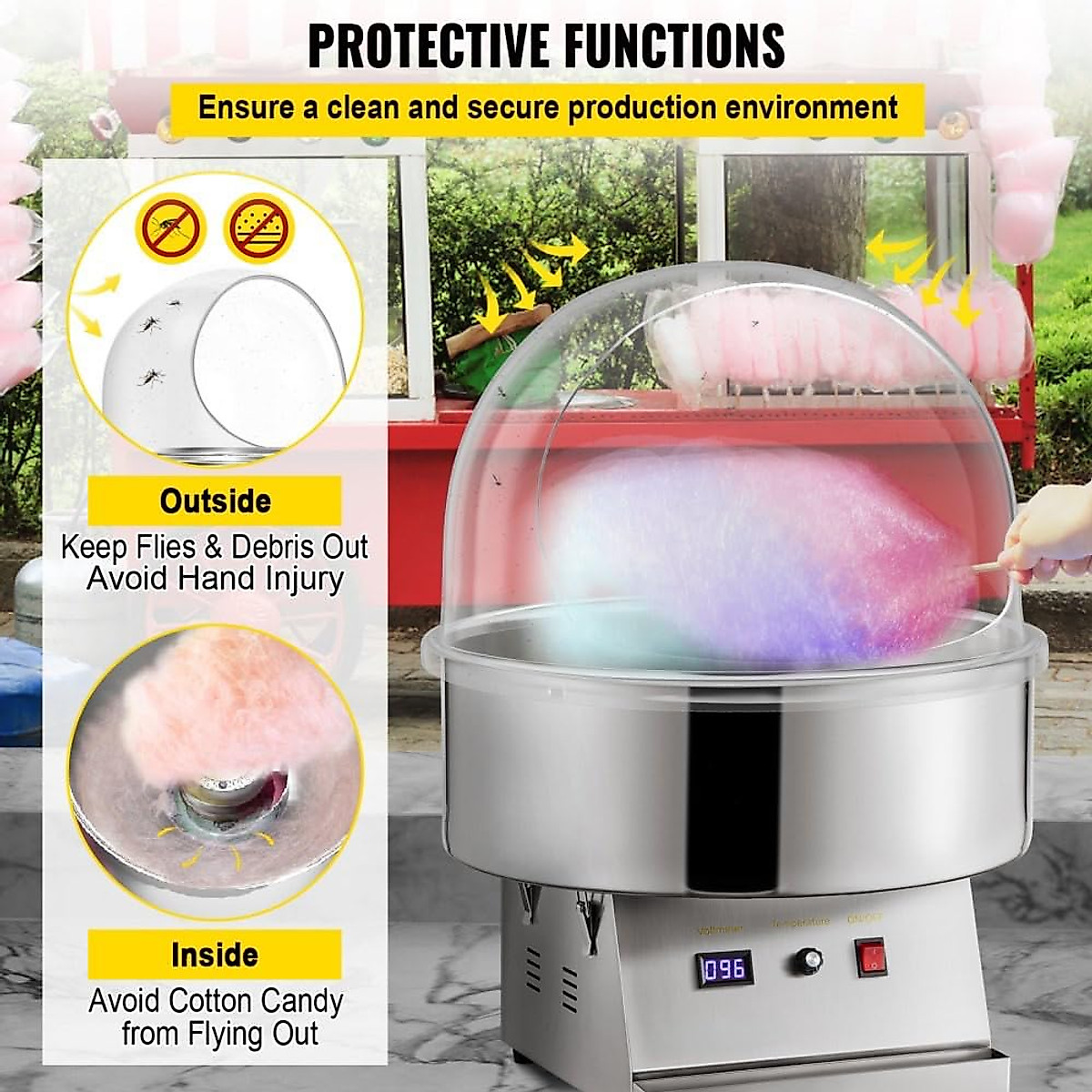 Clear Plastic Bubble Shield for Commercial Cotton Candy Machine - 20.5 Inch Cover