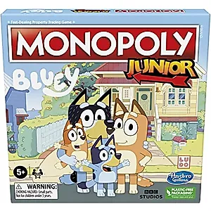 Monopoly Junior: Bluey Edition Board Game for Kids Ages 5+, Play as Bluey, Bingo, Mum, and Dad, Features Artwork from The Animated Series (Amazon Exclusive)