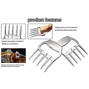 Stainless Steel Meat Claws Shredding & Heavy Duty Meat Shredder Tool - Meat Shredder Claws BBQ Tool for Shredding Meat, for Shredding Pulled Pork, Chicken, Beef, Turkey (Silver)