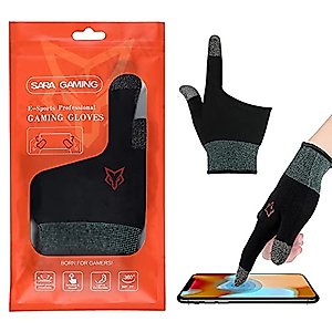 E-Sports Sara Gaming Gloves,Game Gloves, Gaming Finger Sleeves, Anti-Sweat Breathable, Thumb Sleeves for Highly Sensitive Nano-Silver Fiber Material, for Touch Screen (Medium(1pair))