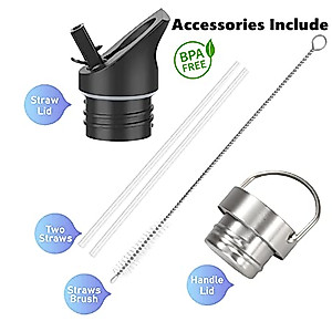 T·X·M Water Bottles Vacuum Stainless Steel Insulated Sports Water Bottle with Straw Cap & Spout Lid, Hot Cold Double Wall Leakproof Vacuum Bottle Keeps Water Cold for 24 Hours(Purple, 17 OZ)