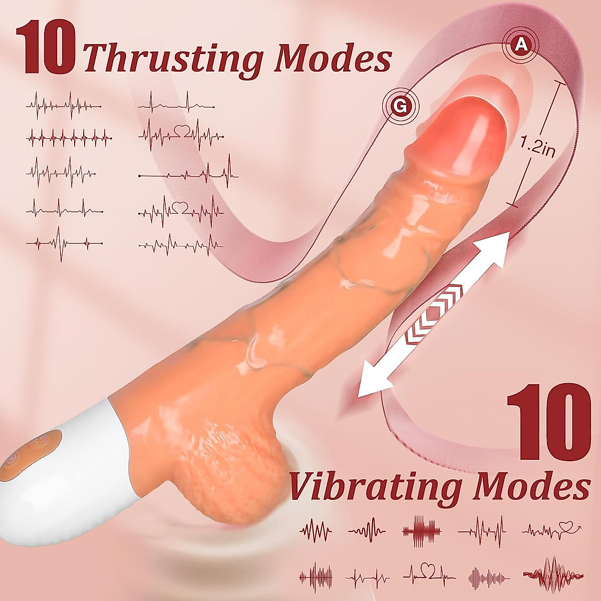 Sex Machine Realistic Thrusting Dildo for Women with 10 Thrusting & Vibrating Modes, Remote Control Adult Toys & Games for G Spot Clitoral Anal Stimulation, Silicone Vibrator for Men and Couples