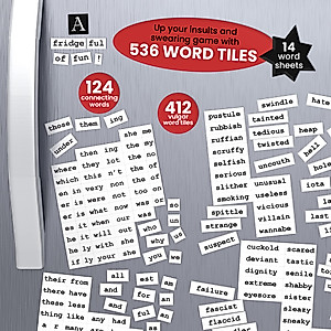 Poetry Tiles - 536 Fightin' Words Word Magnets Kit - Obscenities, Insults, and Swear Words Themed Funny Magnets for Adults for Refrigerator Poems and Stories