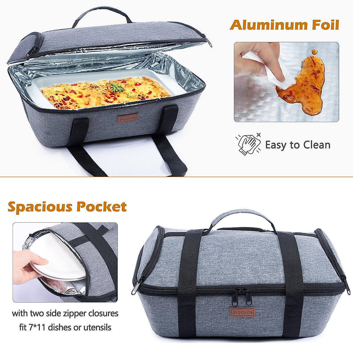 BAGSPRITE Casserole Dish Carrier Insulated - Hot Casserole Dish Carrying Case - Food Carrier for Pockluck Fits 9" x 13" Baking Dish, Fancy Panz,Lasagna Pan