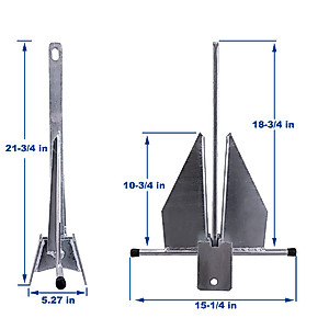 MARINE SYSTEM Anchor Kit Fluke Anchor with Anchor Chain and Boat Anchor Rope Set for Boats Pontoon, Deck, Fishing, and Sail (10 lb)
