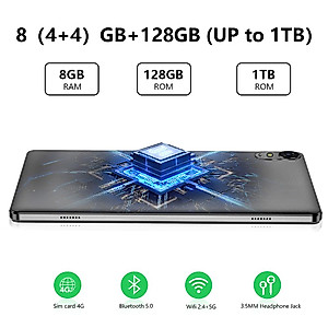 JUNINKE 10 inch Tablet Android 13 Tablets, 8GB RAM 128GB ROM 1TB Expand, 1280x800 IPS HD Screen, Quad Core Processor, WIFI6, Dual Camera, 6000mAh, BT, Ablet PC (Black) (K12)