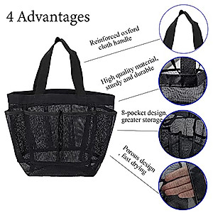 COFHOM Mesh Shower Bag, Shower Caddy for University Dormitory, Portable Shower Basket Dorm with 9 Pockets, Quick Dry Hanging Bathroom Tote, Essential Toiletry Storage Bag for Gym, Beach, Travel