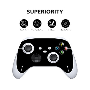 PlayVital Black Custom Vinyl Skins for Xbox Core Wireless Controller, Wrap Decal Cover Stickers for Xbox Series S Console Controller