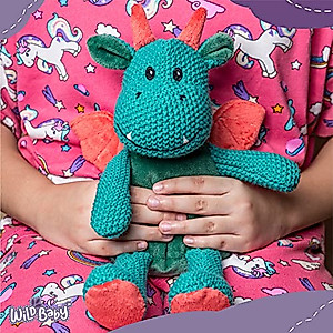 WILD BABY Dragon Weighted Stuffed Animals - Microwavable Animals with Lavender, 10 inch Heatable Plush for Kids - Soft, Cuddly, Warming Stuffed Animal for Baby - Gift Box Ready