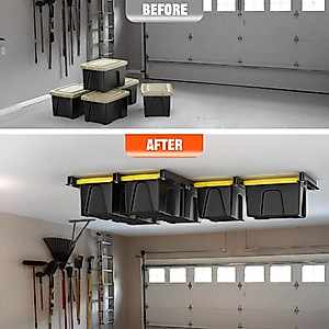 TORACK Garage 16" Studs Ceiling Bin Storage Rack, Overhead Tote Storage Rail System Heavy Duty Adjustable Tote Slide Garage Storage System(for 4 Bins, Bins are not included)