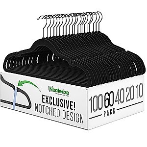 Velvet Hangers 60 Pack Black – Heavy Duty Velvet Clothes Hangers - Non Slip Felt Coat and Suit Hangers for Closet - Lightweight Thin Space Saving Ganchos para Colgar Ropa