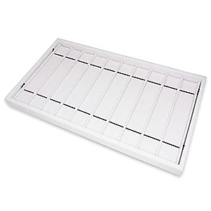 CuteBox Company White Plastic Tray (14.75” x 8.25” x 1”) with 10-Bar Compartments White Wooden Tray Insert for Jewelry Storage, Organization, Merchandise, Display