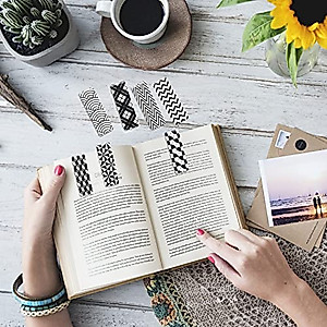 MWOOT 30Pcs Geometric Magnetic Bookmarks, Black White Magnet Page Markers Kit, Creative Magnetic Page Clips Bookmark for School Office Kids Students Book Lovers Reading Supplies (30 Styles, 6x2CM)