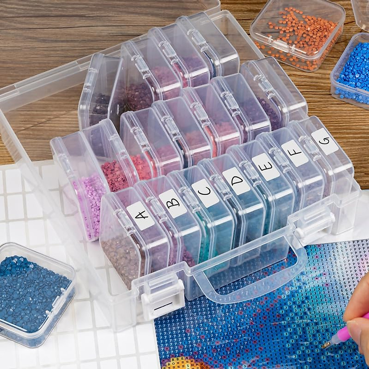 Bead Organizer Box, 24 Slots Diamond Painting Bead Storage Containers, Diamond Painting Art Accessories Boxes Craft Bead Storage Box Organizer Bead Organizers and Storage for Rhinestones (1 Pack)