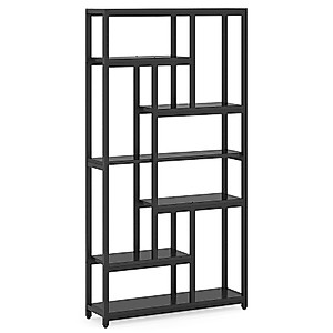 Tribesigns 79 Inch Bookshelf, 7-Tier Tall Bookcase with 10-Open Shelf, Wood and Metal Book Shelf Storage Shelves for Bedroom, Living Room and Home Office, Black