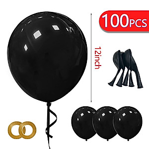 Black Latex Balloons 100 Pack 12 Inch Black Round Helium Balloons Party Balloons for Birthday Black Themed Wedding Graduation New Year Backdrop Decorations