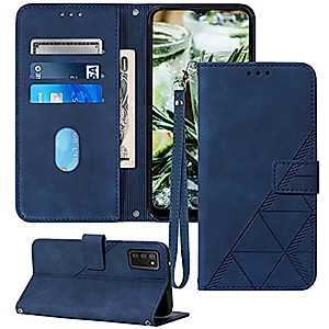 A03s Case Wallet,for Galaxy A03s Case,[Kickstand][Wrist Strap][Card Holder Slots] TPU Interior Protective for Samsung A03s Case,PU Leather Folio Flip Cover for Samsung Galaxy A03s Case (Blue)