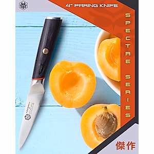 KESSAKU 4-Inch Paring Knife - Spectre Series - Forged Japanese AUS-8 High Carbon Stainless Steel - Pakkawood Handle with Blade Guard