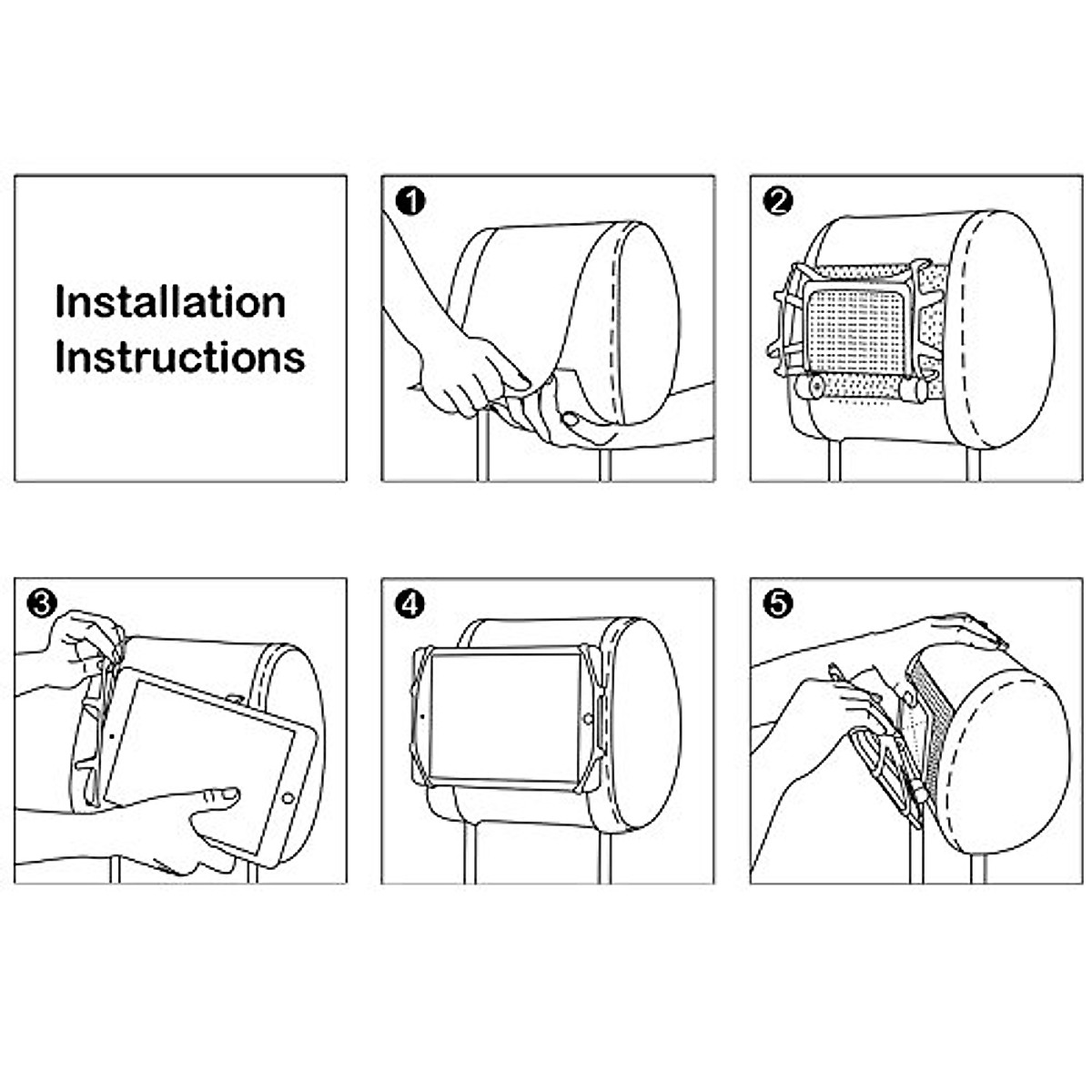 TFY Car Mount Universal Car Headrest Mount Holder with Silicon Holding Net Compatible with Both 4.5-6 Inch Phones and 7-10.5 Inch Tablets