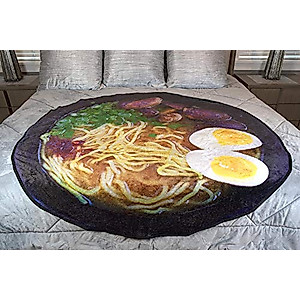 Ramen Bowl Fleece Throw Blanket | Large Soft Throw Blanket | Ramen Bowl Fleece Blankets And Throws And Throws | Officially Licensed Ramen Noodle Throw Blankets | Measures 60 Inches In Diameter
