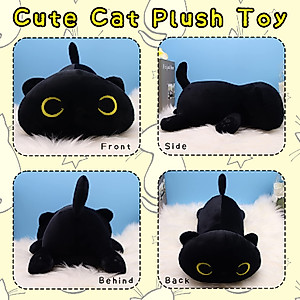 KOPHINYE Black Cat Plush Cat Stuffed Animal Toys, Cute Black Cat Plush Pillow Stuffed Cat Doll, 8inch Soft Black Cat Stuffed Animals Kawaii Home Decorations Birthday Gifts for Kids