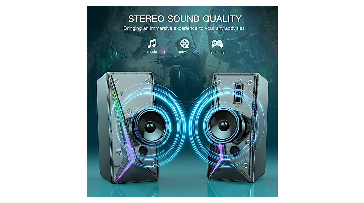 LLEVTIC RGB Computer Speakers - Immersive Sound & Light