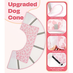 Soft Dog Cone Collar, Breathable Dog Cones for Large Medium Small Dogs, Comfortable Elizabethan Collar for Dogs After Surgery, Adjustable Dog Recovery E-Collars to Stop Licking