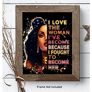 African American Wall Art Motivational Poster 8x10 - Black Art - Wall Art Black Women - Positive Inspirational Quotes Decor - Encouragement Gifts for African American Women - Afrocentric Wall Art