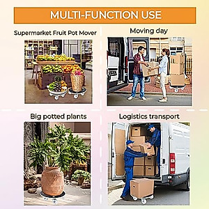 15-Inch Round Wood Platform Dolly with PP Smooth 3" Wheel, 551-lb Load Capacity Heavy Duty Wood Furniture Dolly, Multifunctional Movers Carrier,Plant Dolly, Two Pack