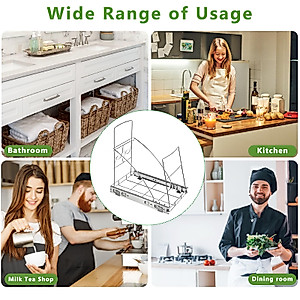 Haootadiy Pull Out Trash Can Under Cabinet, Under Sink Trash Can Sliding Under Mount Kitchen Trash Can for 7-11 Gallon/28-44 Qt Trash Cans (Trash Can Not Included)