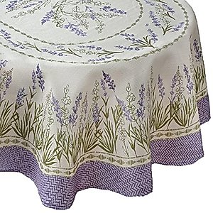 Home Bargains Plus Provence Round Tablecloth, 70 Inch, Holiday Blanchard Field of Lilacs, Wrinkle and Stain Resistant Fabric Table Cover for Dinner Parties and Banquet