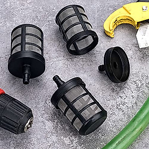 OIIKI 8PCS Black Household Hose Filters, Stainless Steel Encryption Filter, Water Pump Filter Connect with Water Line for Spring Water, Garden, Sprayers, Car Washers, Oil Pumps, Industrial Equipment
