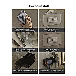 Wtxwood Wall-Mounted Hair Dryer Holder for Bathroom,Compact Hair Appliance Holder for Hairdryer, Flat Iron, and Curling Wand That Maximizes Space