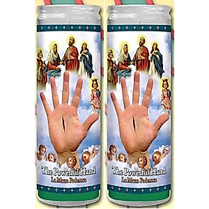Set of 2 Hand of Power or Helping Hand Prayer Candles 2 Veladoras De La Mano Poderosa