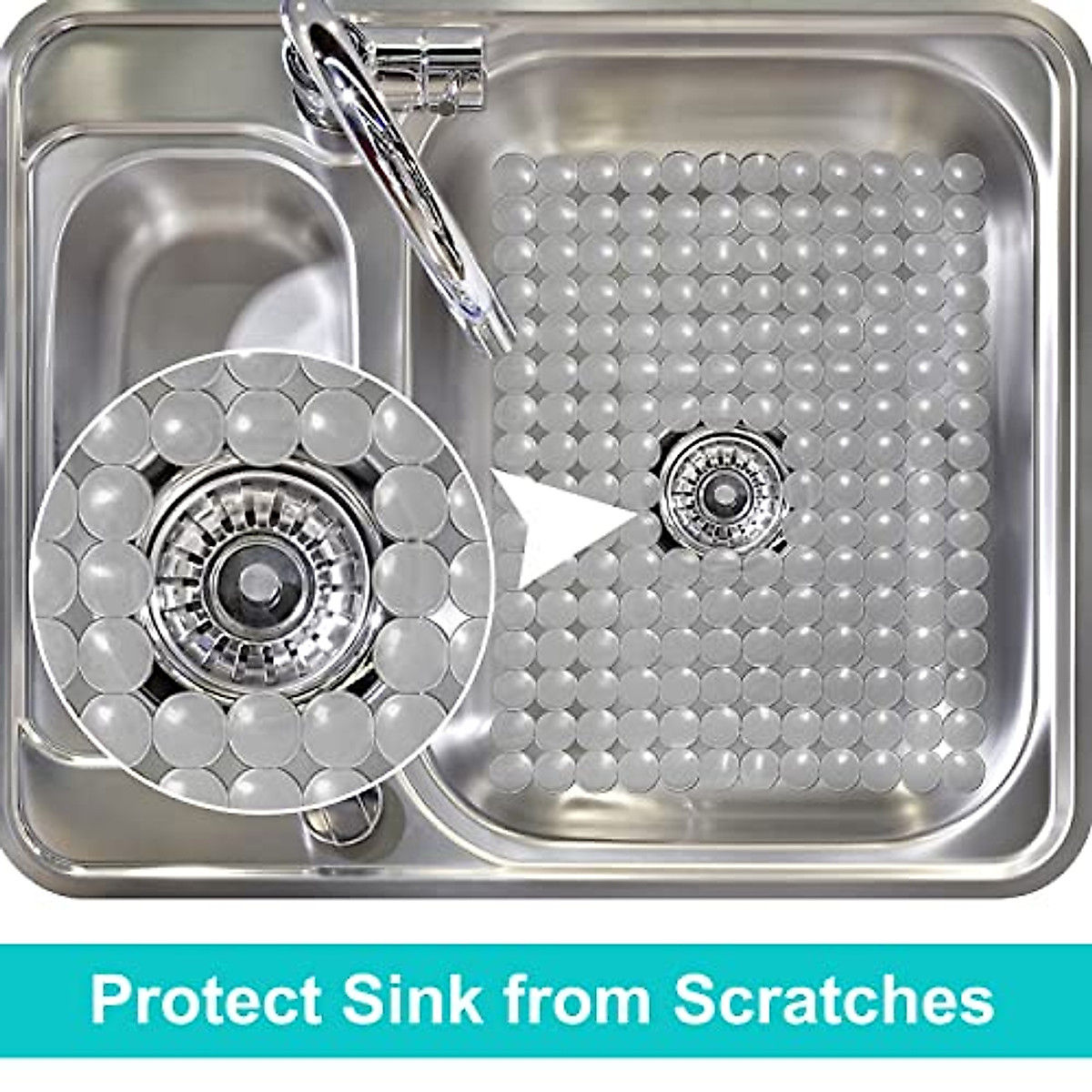 Coopay 2 Pack Kitchen Sink Mat Plastic Sink Protect Mat PVC Eco-friendly Kitchen Adjustable Stainless steel/Porcelain Dish Drying Pad Sink Protector for Bottom of Kitchen Sink, 11 x 11 Inches (Gray)