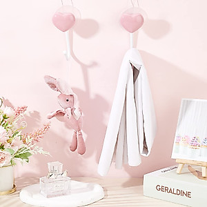 arricraft 2 Styles Heart Hook Hanger, Pink Heart Hook Multifunctional Self Adhesive Door Hook Hanger Wall Hanger Hanging Ornament Door Wardrobe Office Bedroom Kitchen and Other Decorative Items