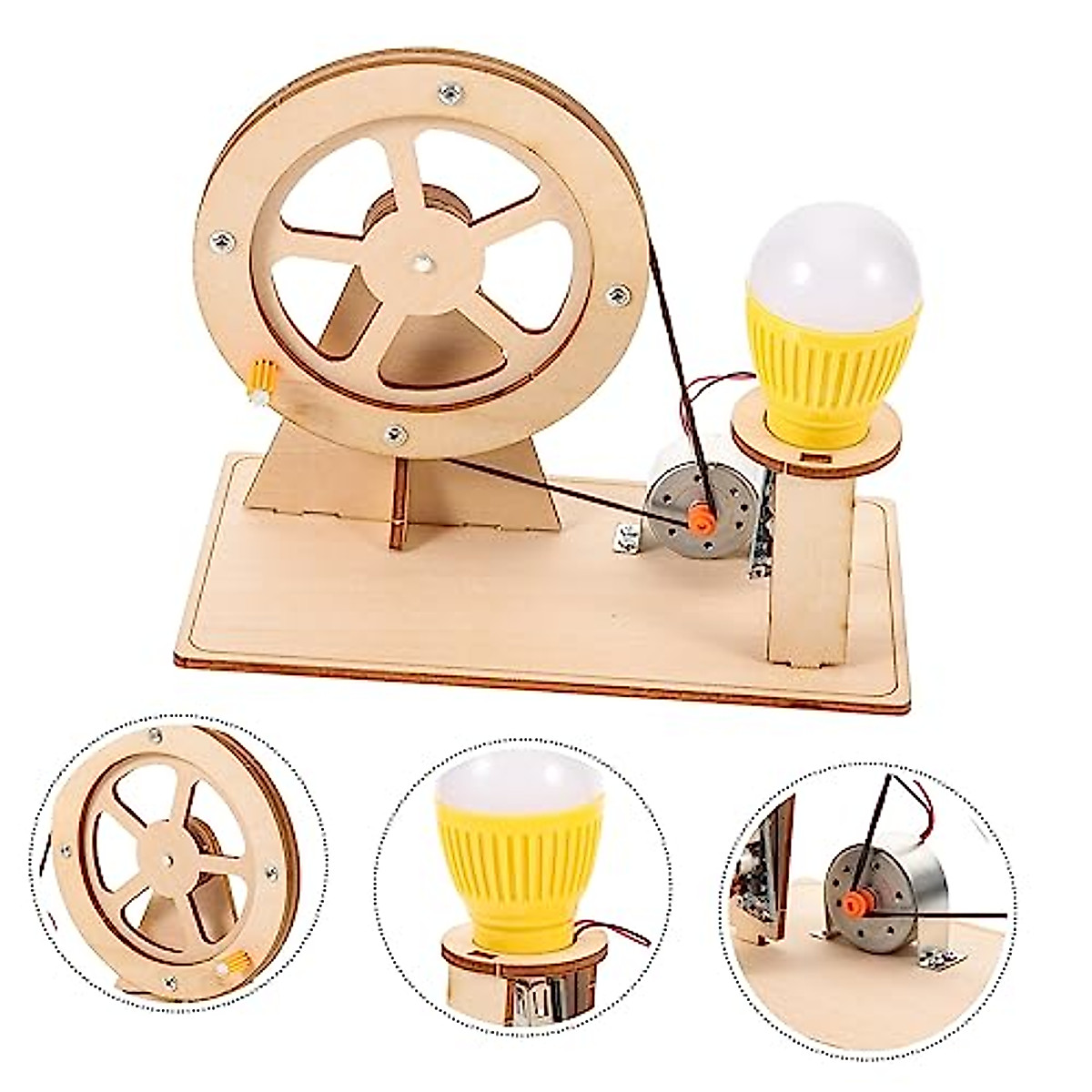 SOLUSTRE 1 Set Hand Generator Hand Crank Electricity Generator Science Projects Wooden Building Kits Generator Science kit DIY Model Generator Portable Generator Dynamo Suite Power kit