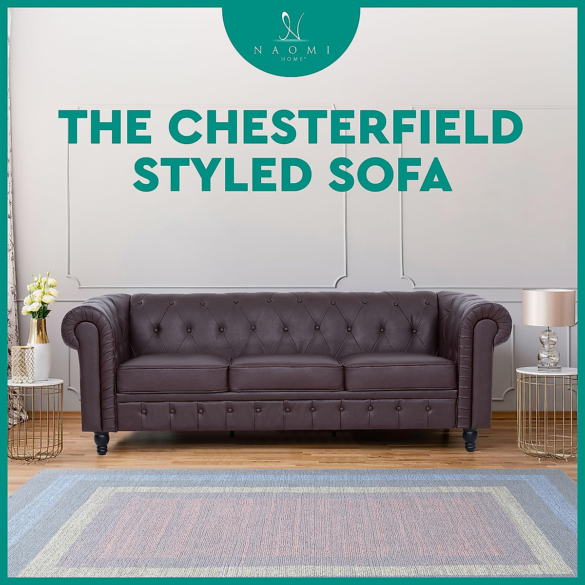 Naomi Home Emery Sofa Espresso/Air Leather