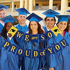 We are So Proud of You Banner Blue and Gold Congratulations Banner, So Proud of You Graduation Banner Graduation Decorations 2023 Banner for College Graduation Party Decorations 2023 Blue and Gold