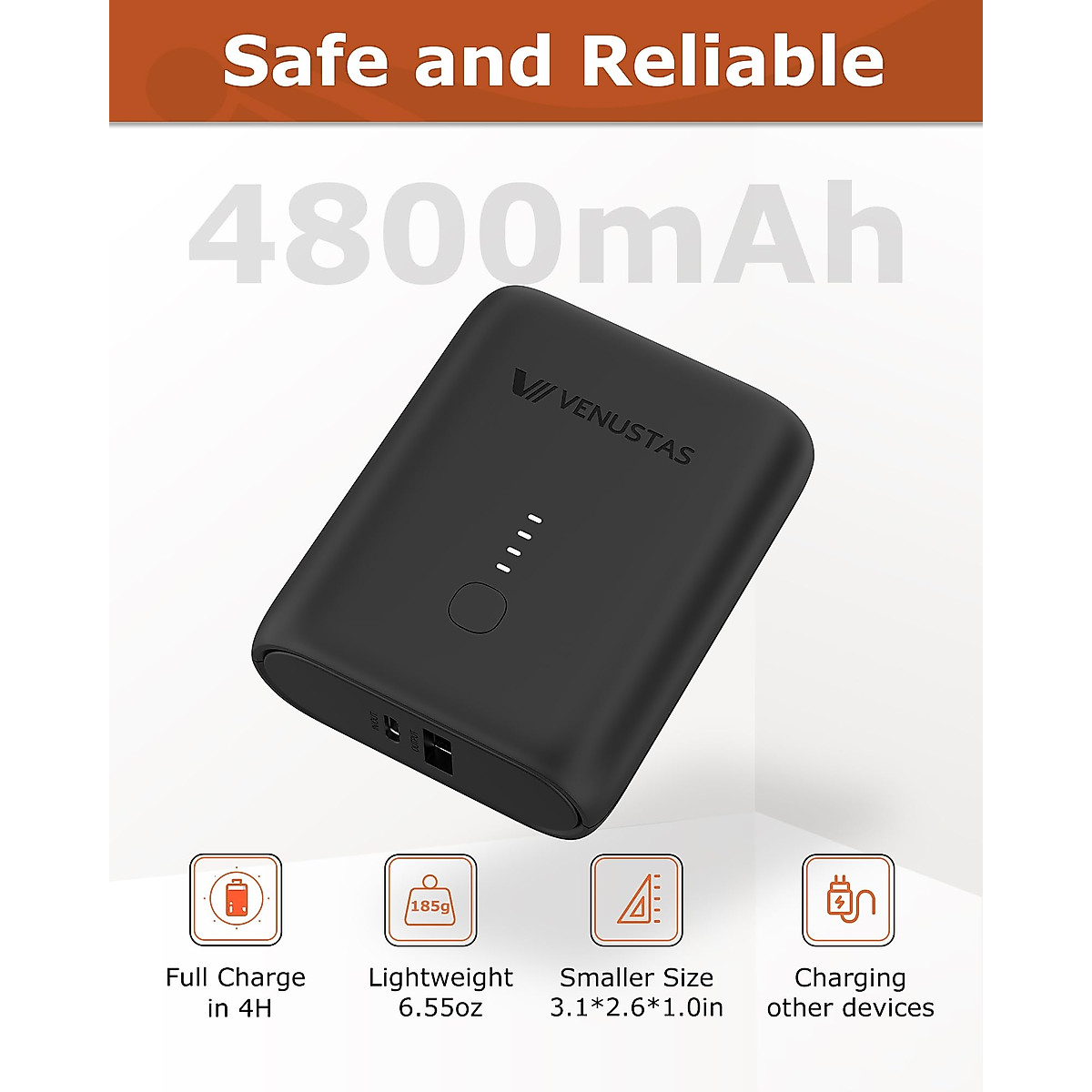 Venustas Women's Heated Jacket with Battery Pack 7.4V, Windproof Electric Insulated Coat with Detachable Hood Slim Fit