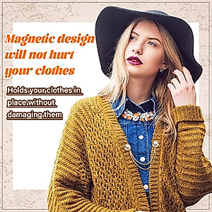 Multi-Function Magnetic Clothing Clips, Magnetic Shirt Accessories, Multi-Purpose Magnetic Pinless Brooch, Strongest Magnetic Strength Buttons Clips for Cardigan, Cuff Hem, Trouser Legs (Silver)