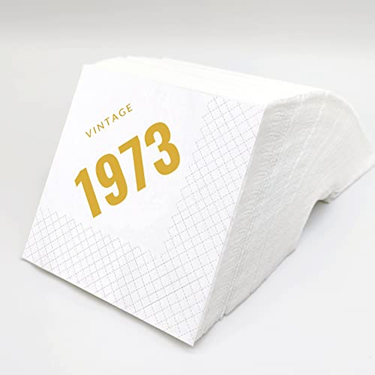 SharkBliss Vintage 1973 50th Birthday Cocktail Napkins, 100 Pack Gold Vintage 1973 50th Birthday Paper Cocktail Beverage Napkins in Bulk for His Her Fifty 50th Birthday | 2-Ply, 5x5" (Vintage 1973)