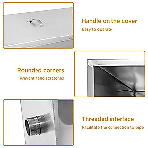 Ganggend Upgraded Commercial Grease Trap, 10LBS Grease Interceptor Trap, 5GPM Stainless Steel Grease Trap Interceptor Set with Removable Baffles for Restaurant, Canteen, Kitchen Wastewater