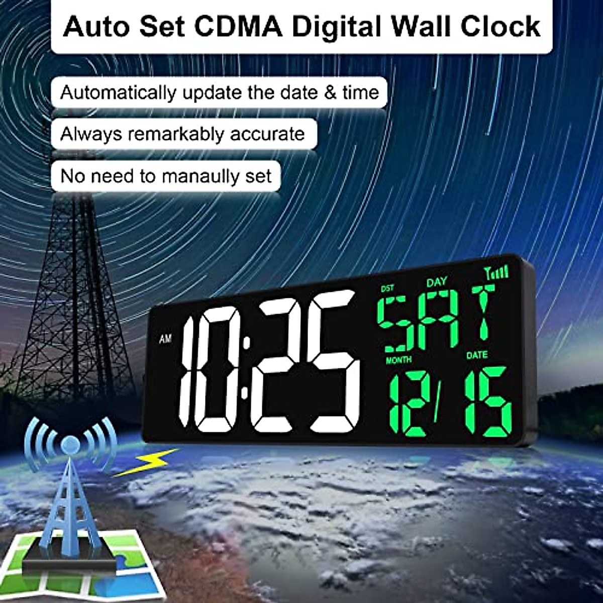 TXL Auto Set Digital Wall Clock Large Display, 16.5" LED Wall Clock with Date & Temperature, Count Up/Down Timer Clock with Remote Control, Large Digital Alarm Clock for Seniors Home, Office