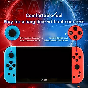 New X80 bluered Handheld Game Console 16gb Build in Many Games 7 inch HD Output Retro Game Cheap Children's Gifts Support TV Playing Games Gameboy Birthday Gift for Kids Adults